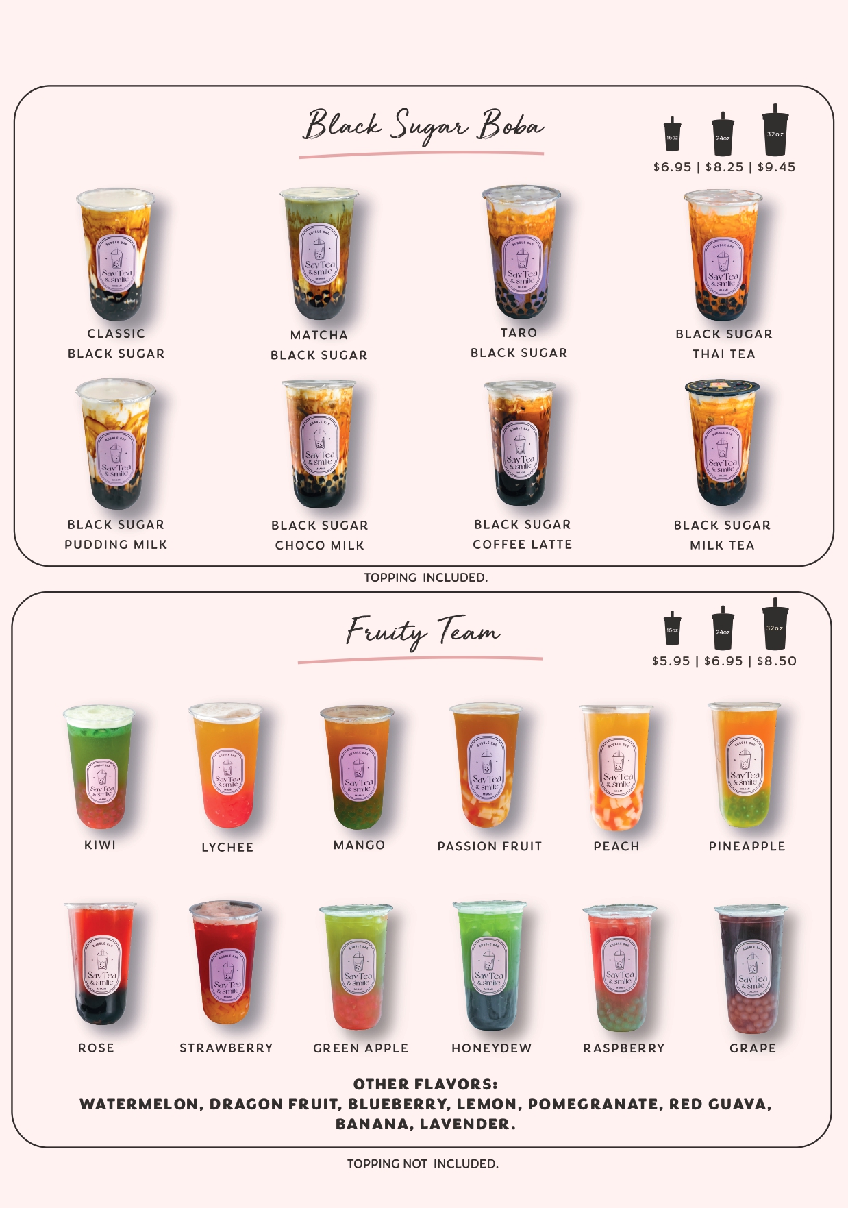 Menu - Say Tea & Smile