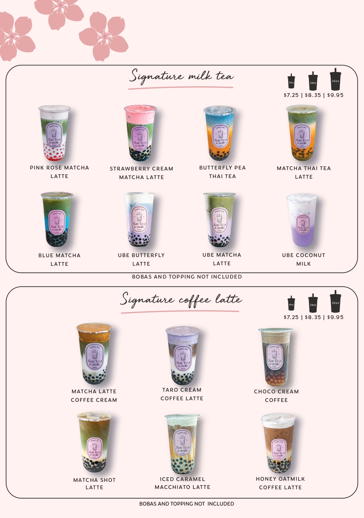 Menu - Say Tea & Smile