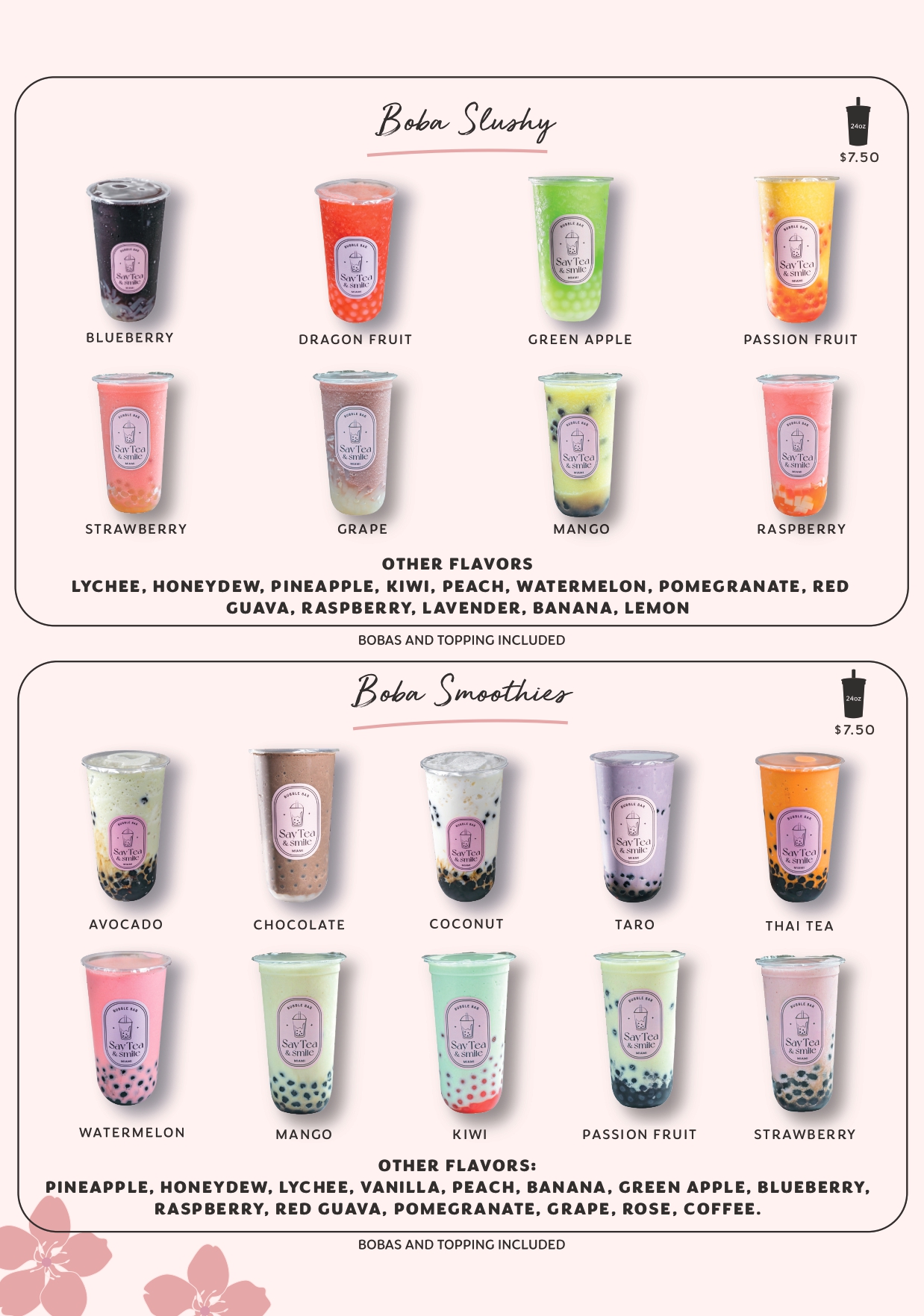 Menu - Say Tea & Smile